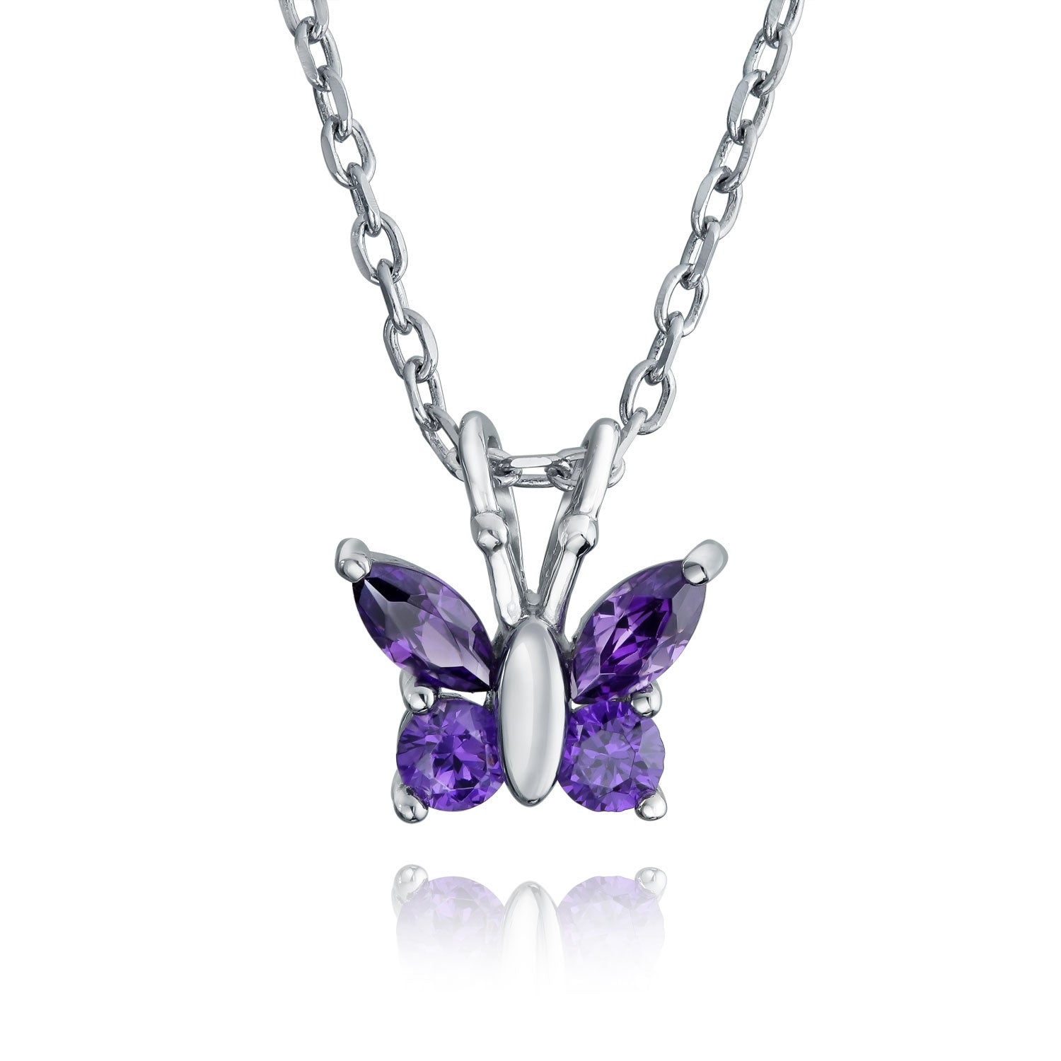 Mini Purple CZ Butterfly Pendant Necklace Rose Gold Sterling Silver fo – Bling Jewelry