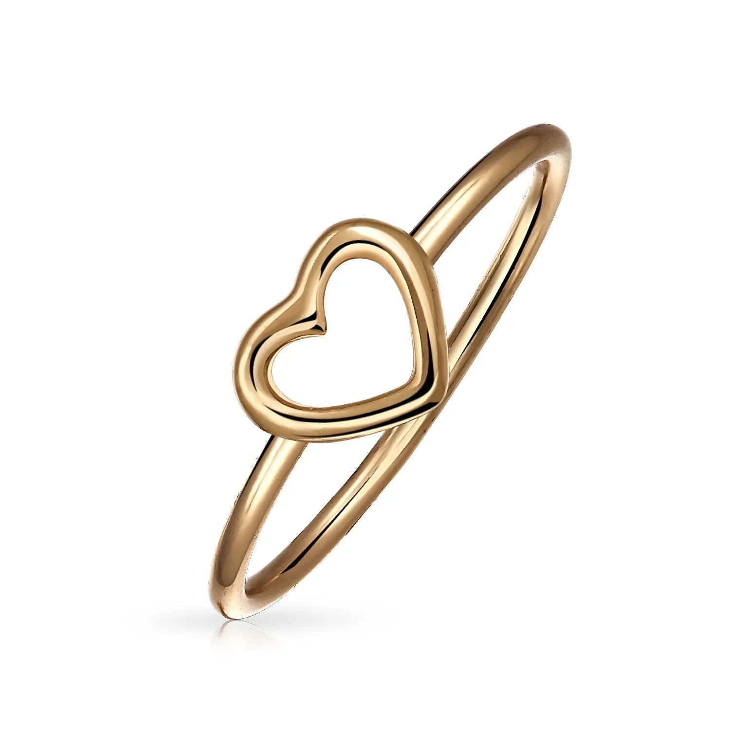 Minimalist Rose Gold Plated Sterling Silver Ring with Open Heart Desig – Bling Jewelry