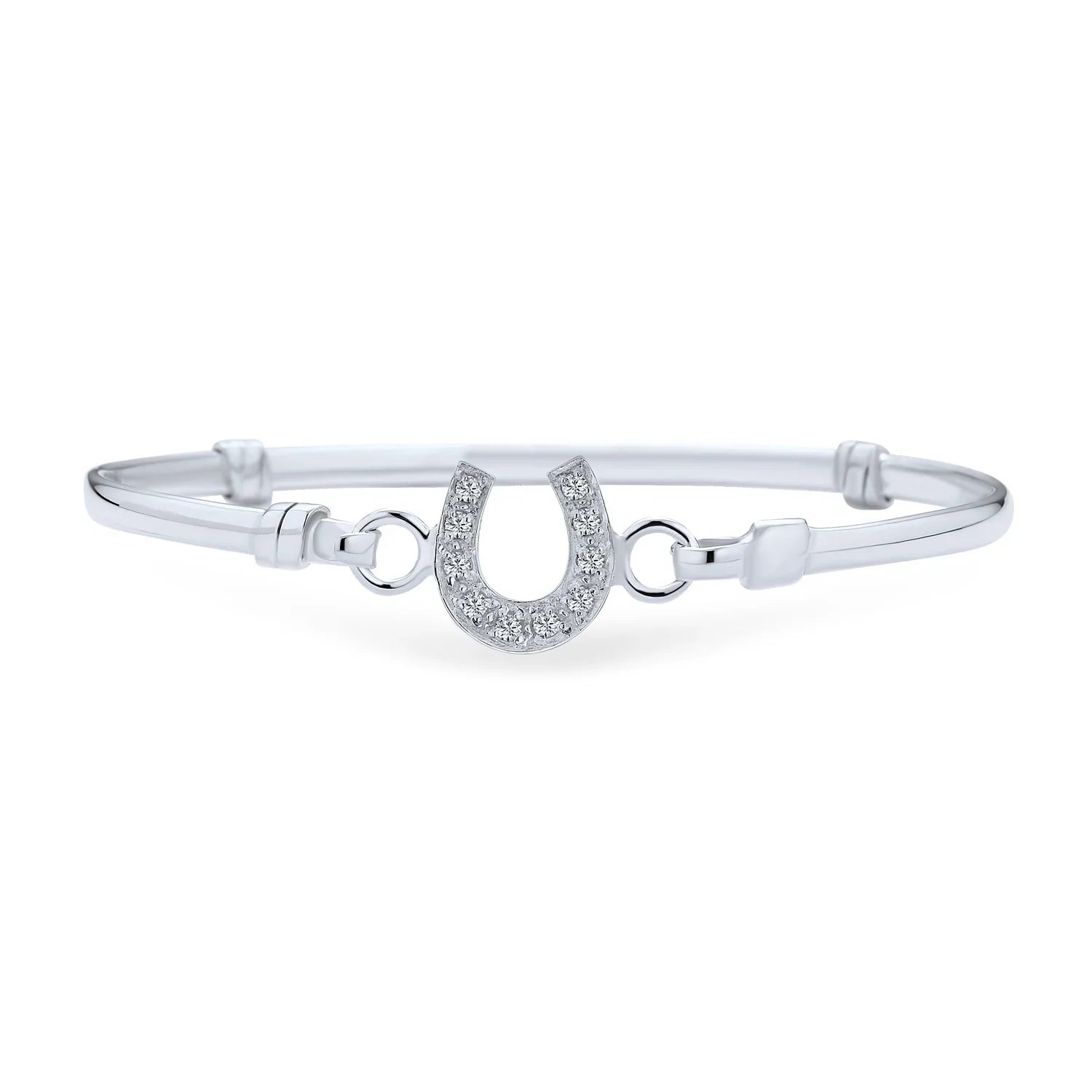 Small Wrist CZ Lucky Horseshoe Bangle Bracelet Gold Plated Sterling Si – Bling Jewelry