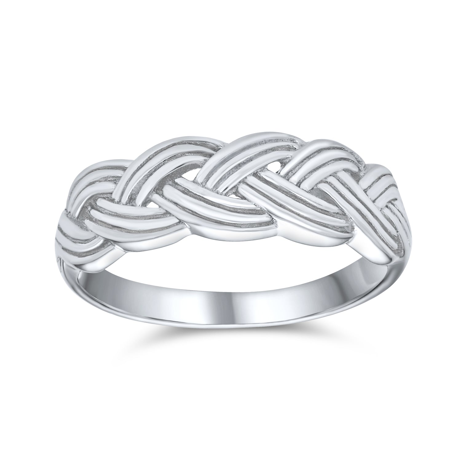 Half Braided Silver Ring with Wheat Weave and Twisted Rope Design Ster – Bling Jewelry