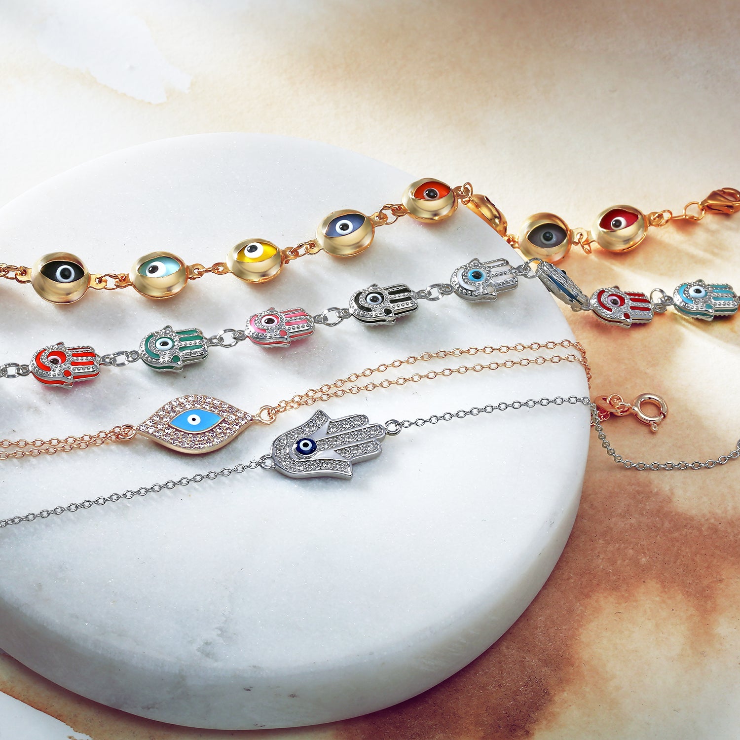 Turkish Gold Sterling Silver Evil Eye Jewelry Hamsa Jewelry For Women ...