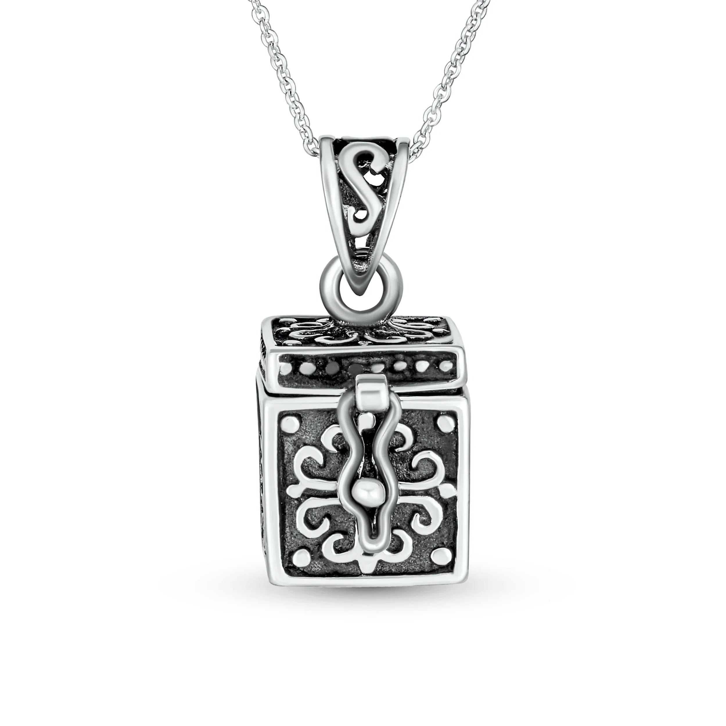 Religious Christian Ichthys Jesus Locket Necklace in Oxidized Sterling ...