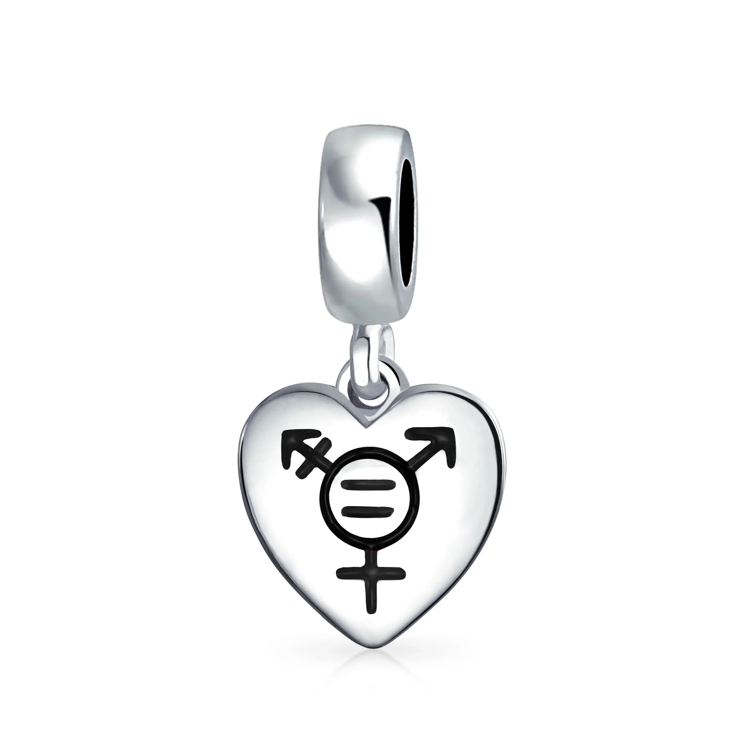 Transgender Pride Heart Dangle Charm Bead Sterling Silver for European ...