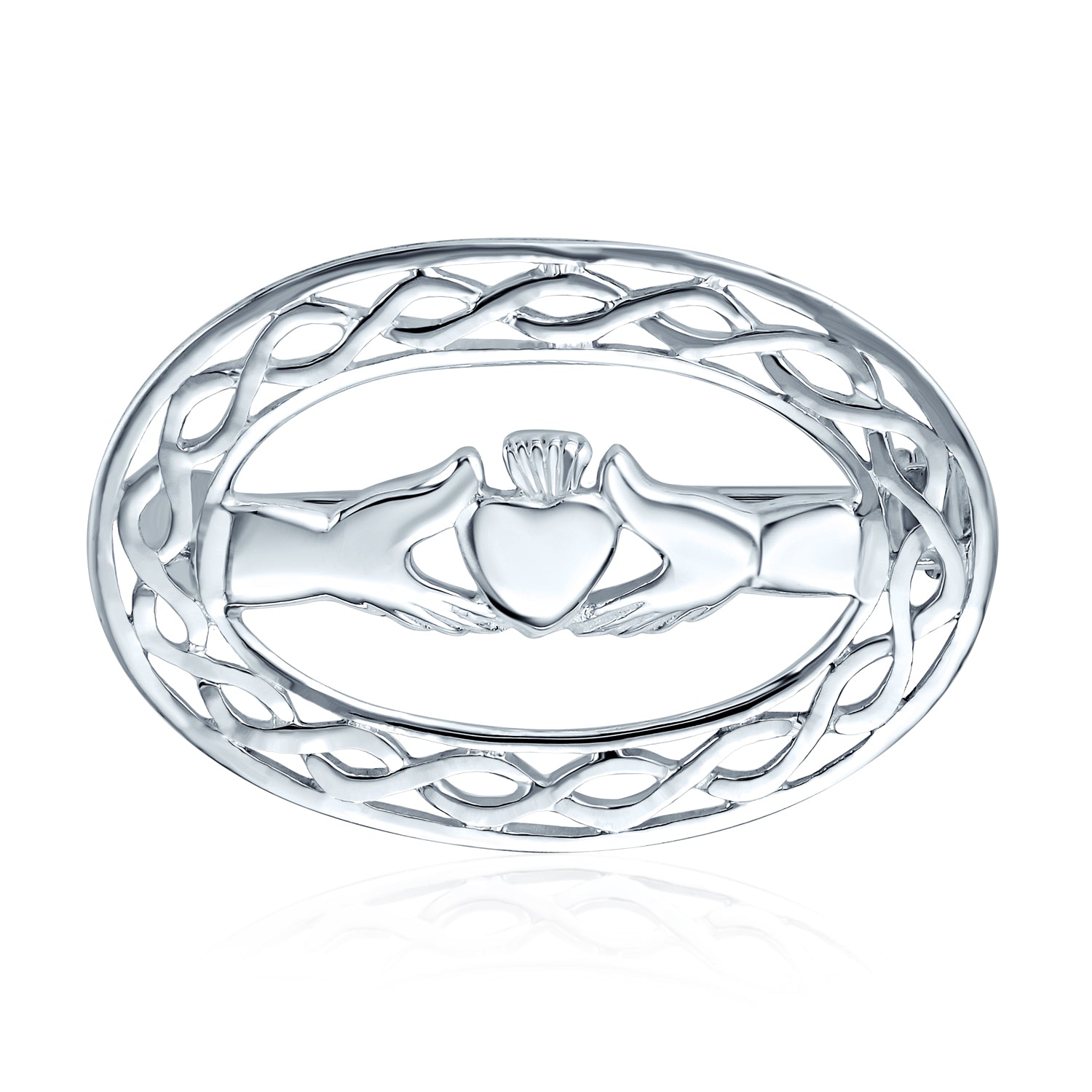 Traditional Irish Celtic Love Knot Claddagh Scarf Brooche Pin in Sterl ...