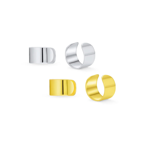 Set of 2 Statement Ear Cuff Cartilage Earrings For Non Pierced Ears Go ...