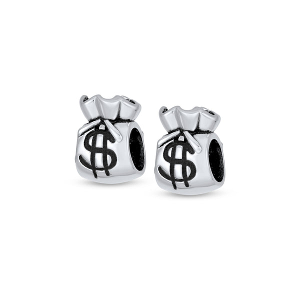 Set of 2 Good Luck Money Bag Charm Bead Sterling Silver for European B ...