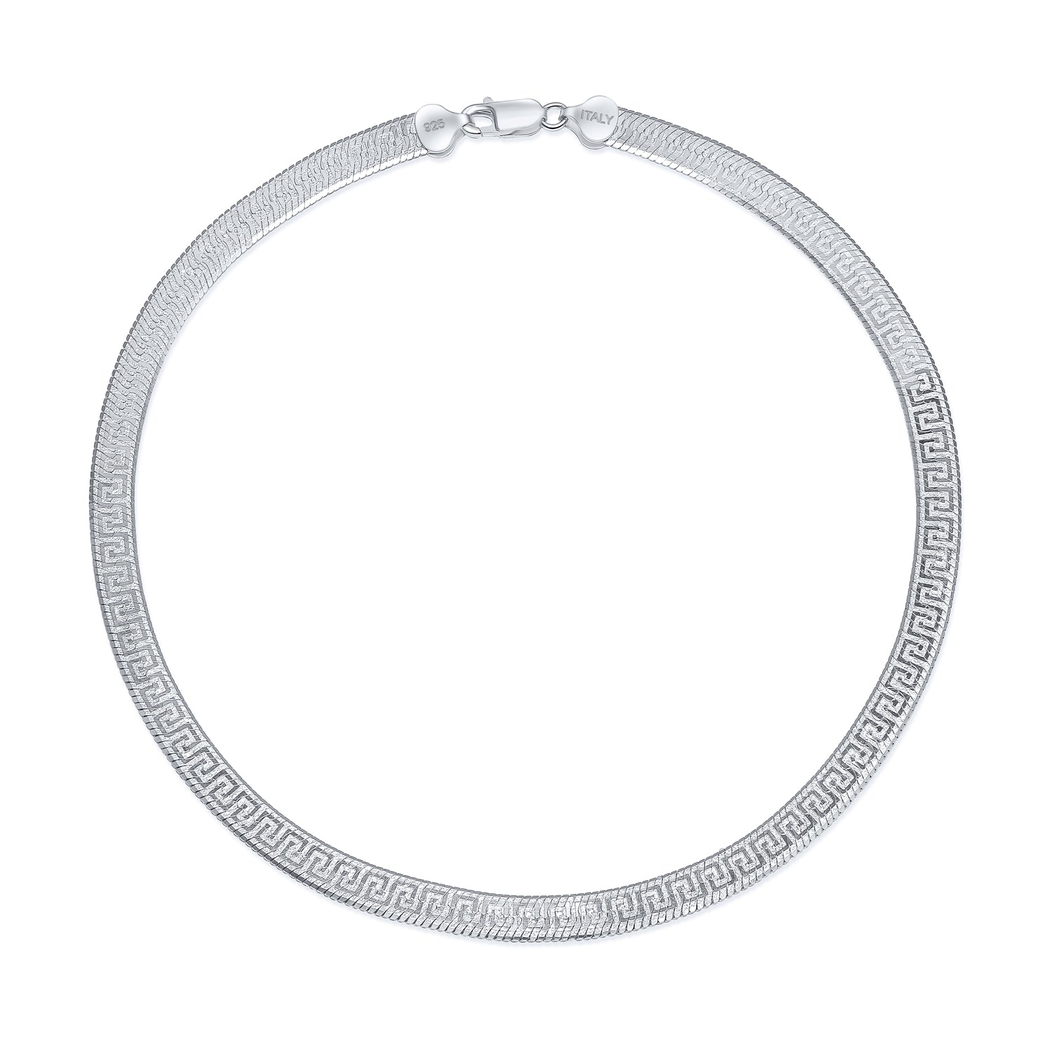 Flexible Reversible Greek Key Necklace Collar Sterling Silver Made in ...