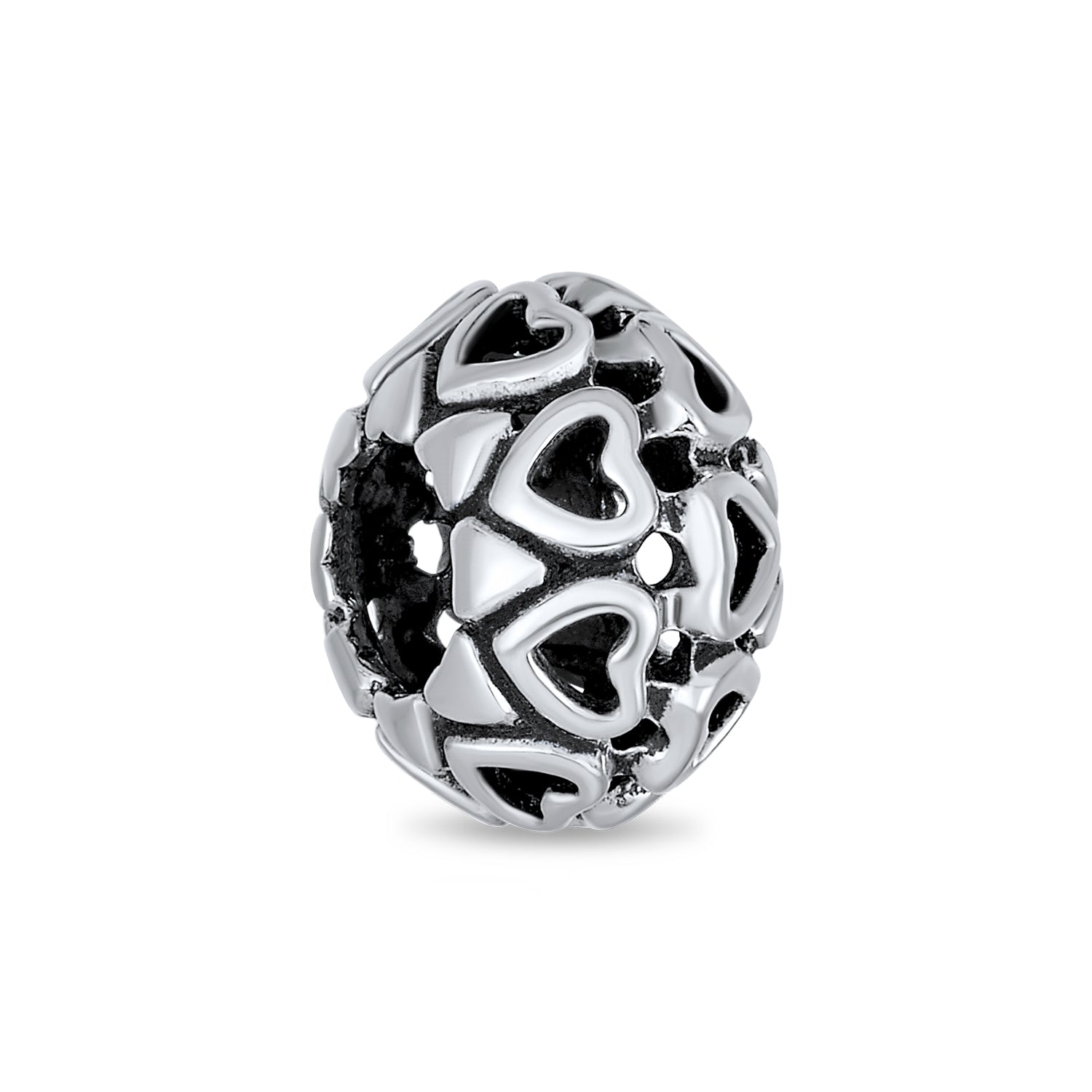 Love Valentine Filigree Heart Charm Bead Oxidized Sterling Silver for ...