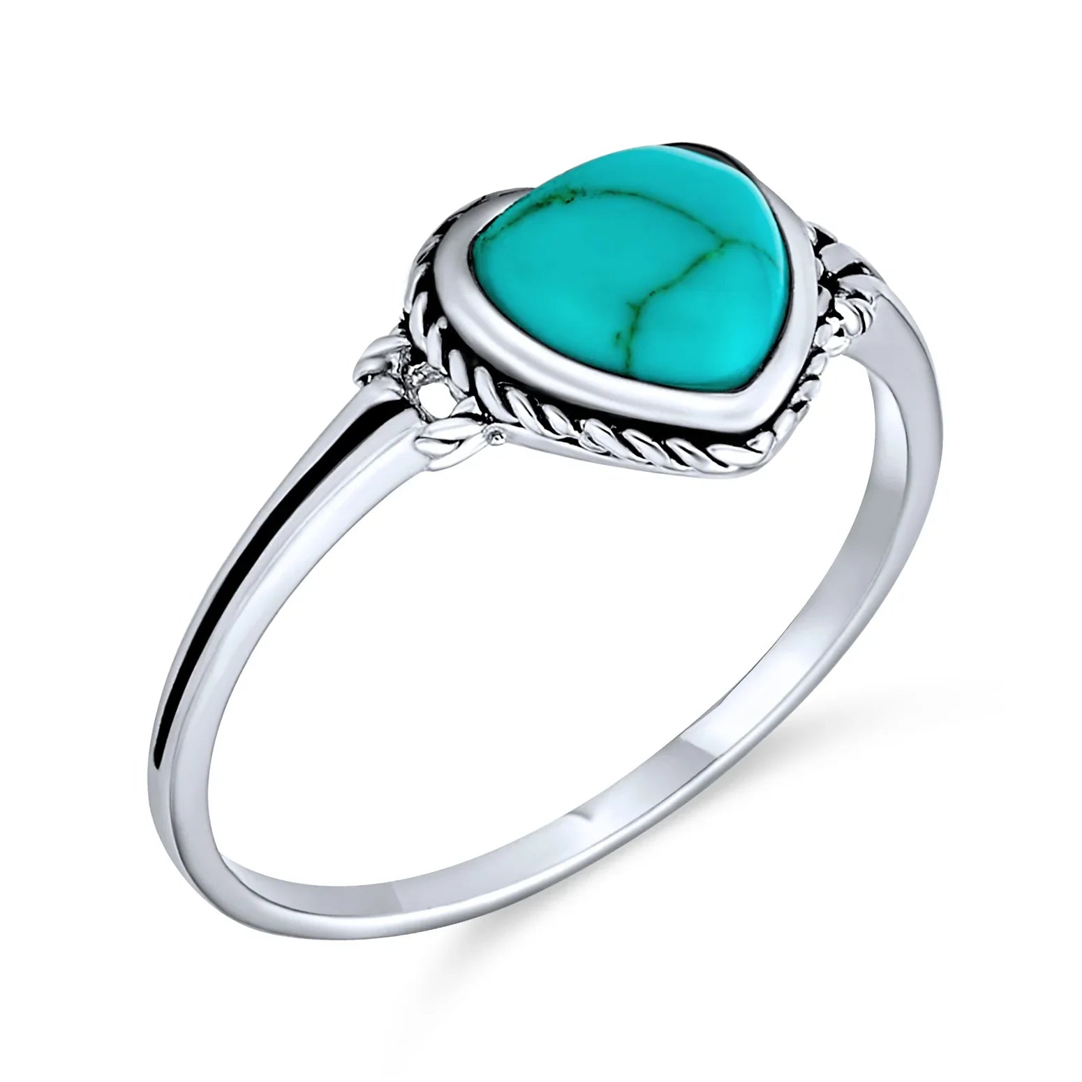 Silver Ring with Blue Stabilized Turquoise Heart Sterling December ...