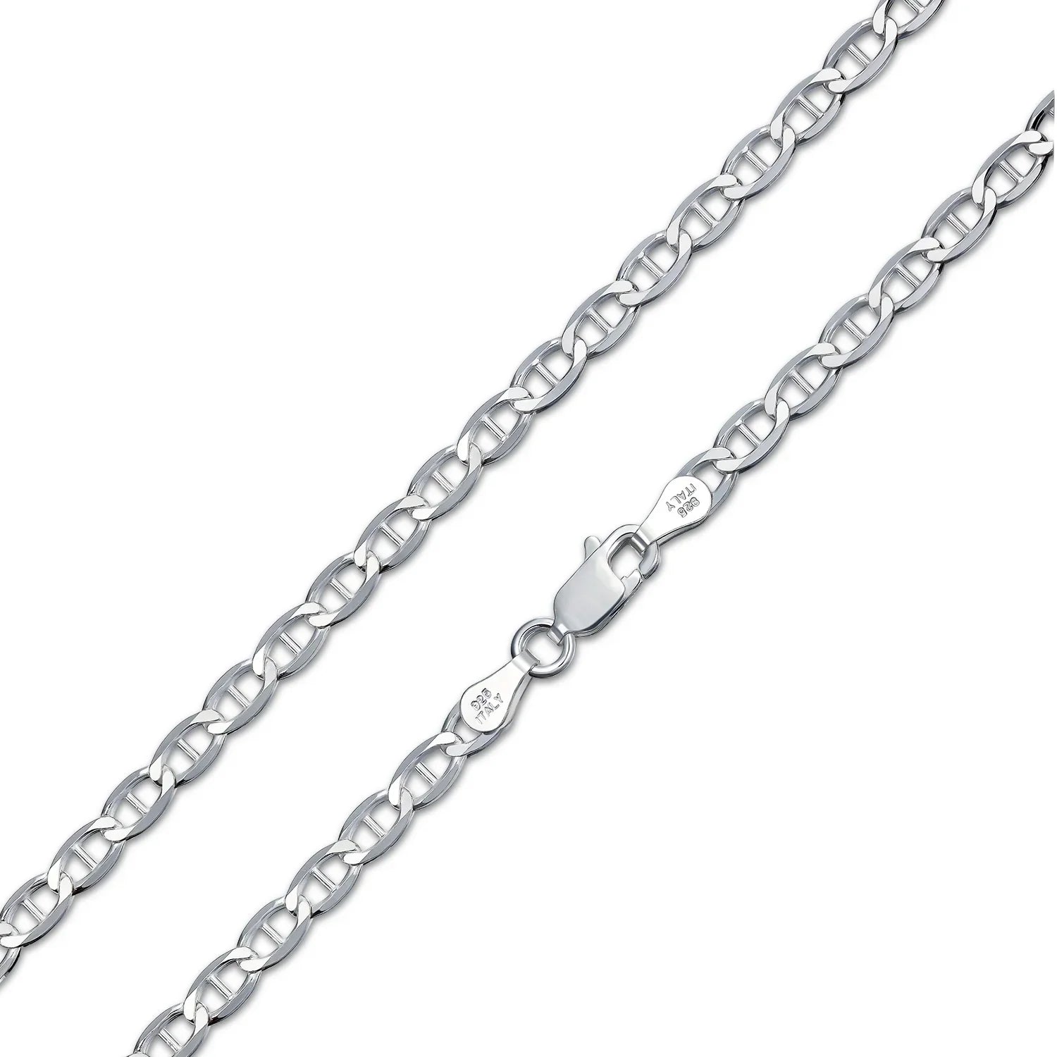 Men's Solid Sterling Silver 7MM Mariner Chain Necklace Unisex 24 Inch ...