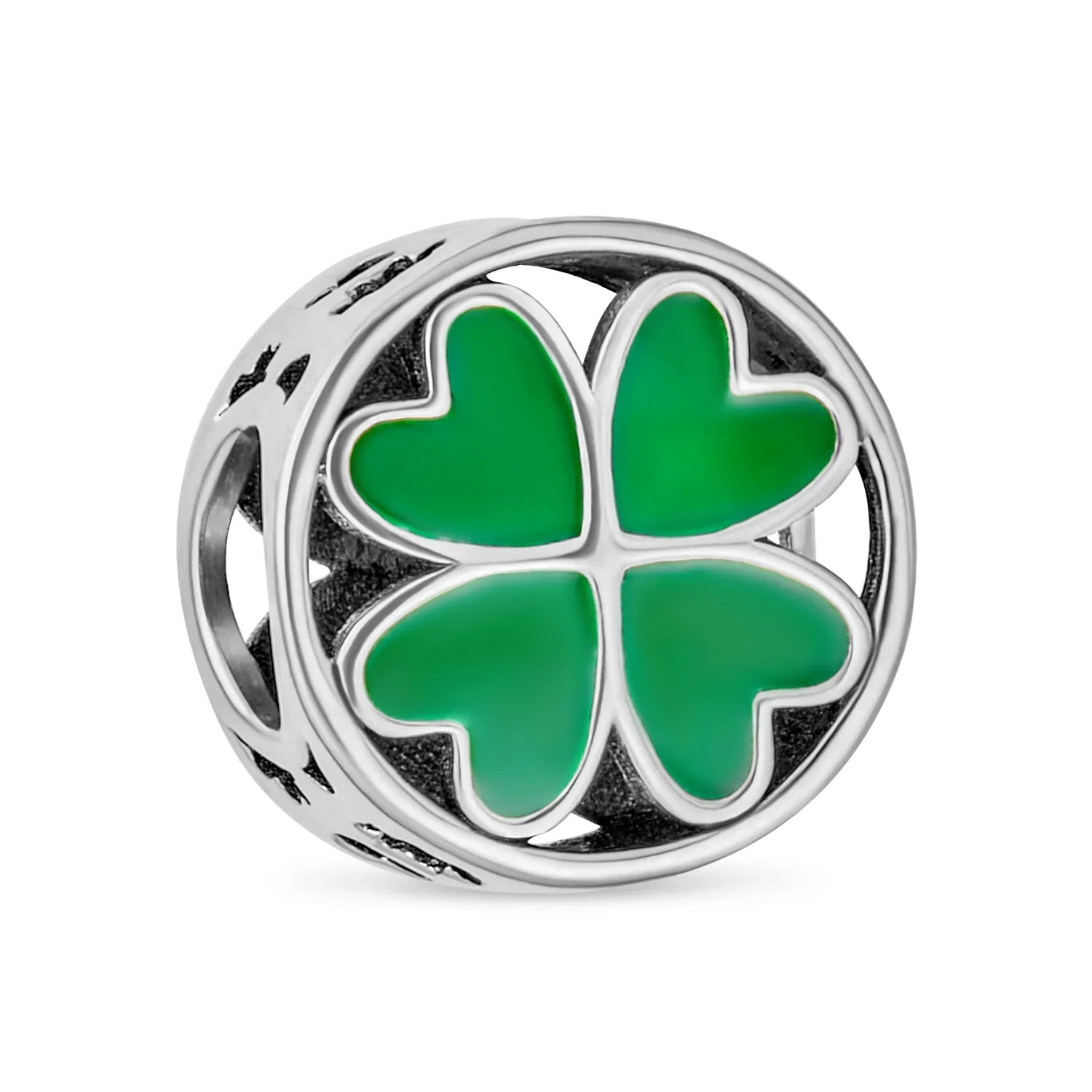 Good Luck Irish Shamrock Green Heart Clover Charm Bead for European Br ...
