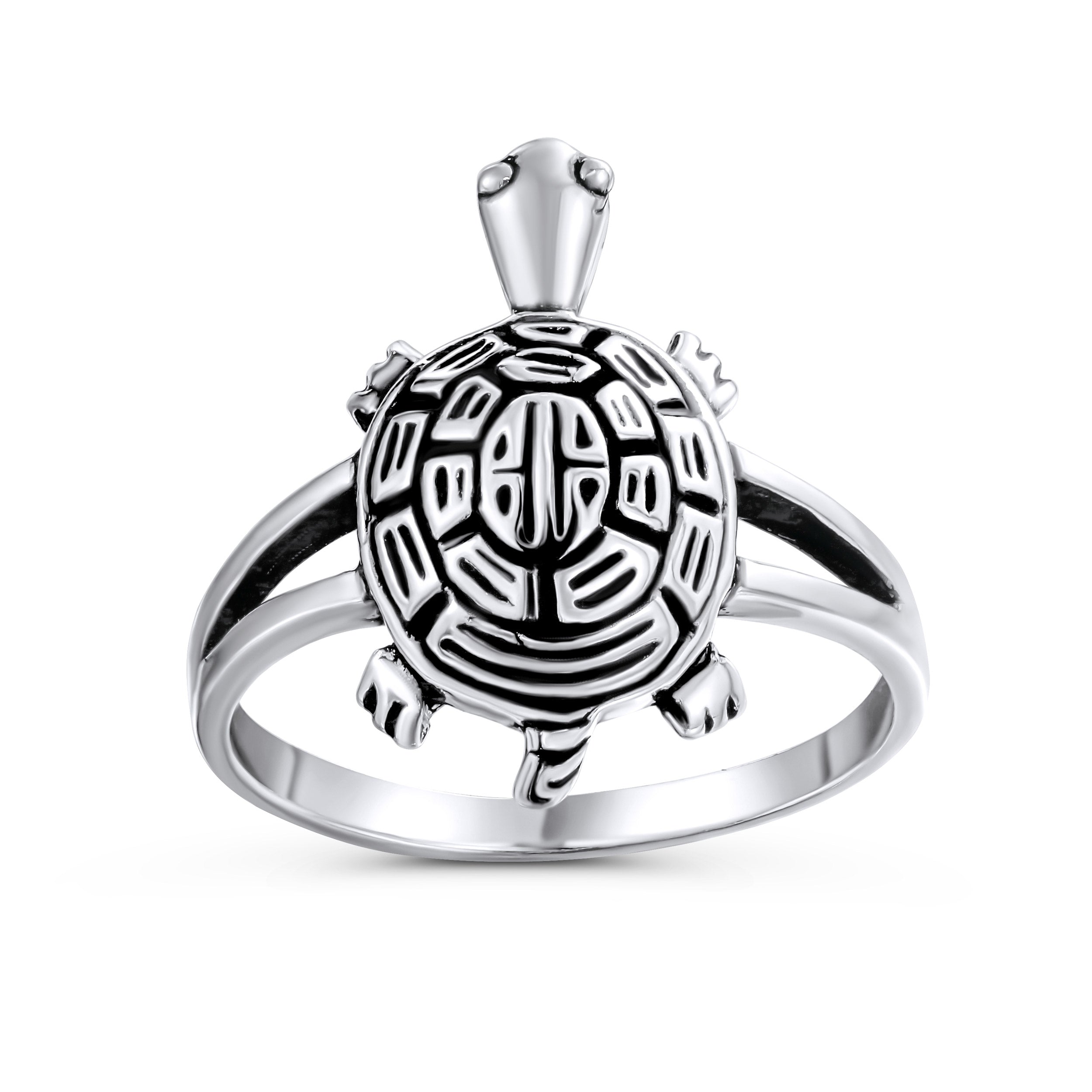 Nautical Hawaii Vacation Sea Turtle Ring Band Sterling Silver Split Sh ...