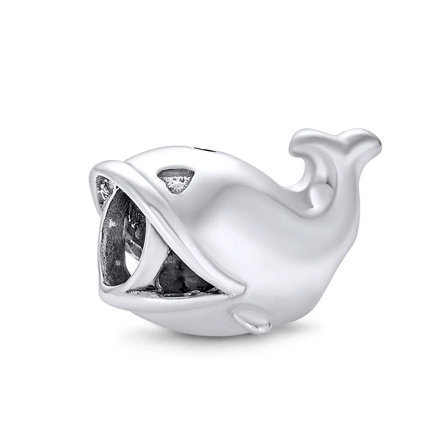 Nautical Whale Charm Bead in Oxidized Sterling Silver for European Bra ...