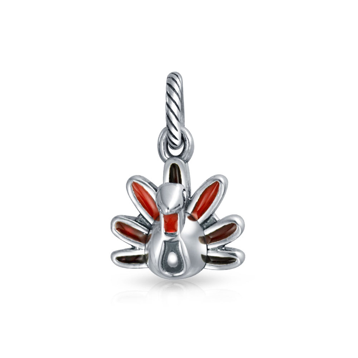 Thanksgiving Turkey Dangle Charm Bead Multicolor Enamel for European B ...