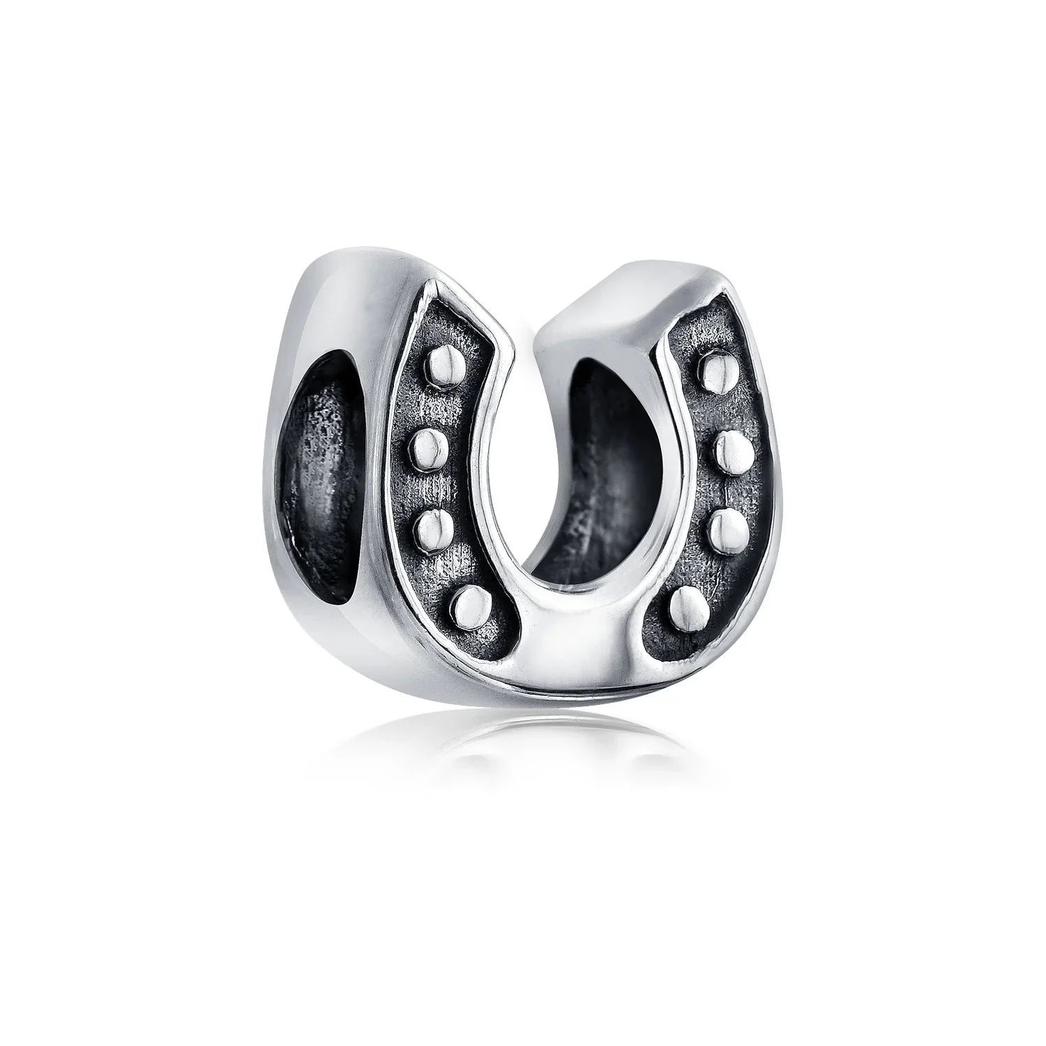 Western Good Luck Equestrian Horseshoe Charm Bead .925 Sterling Silver ...