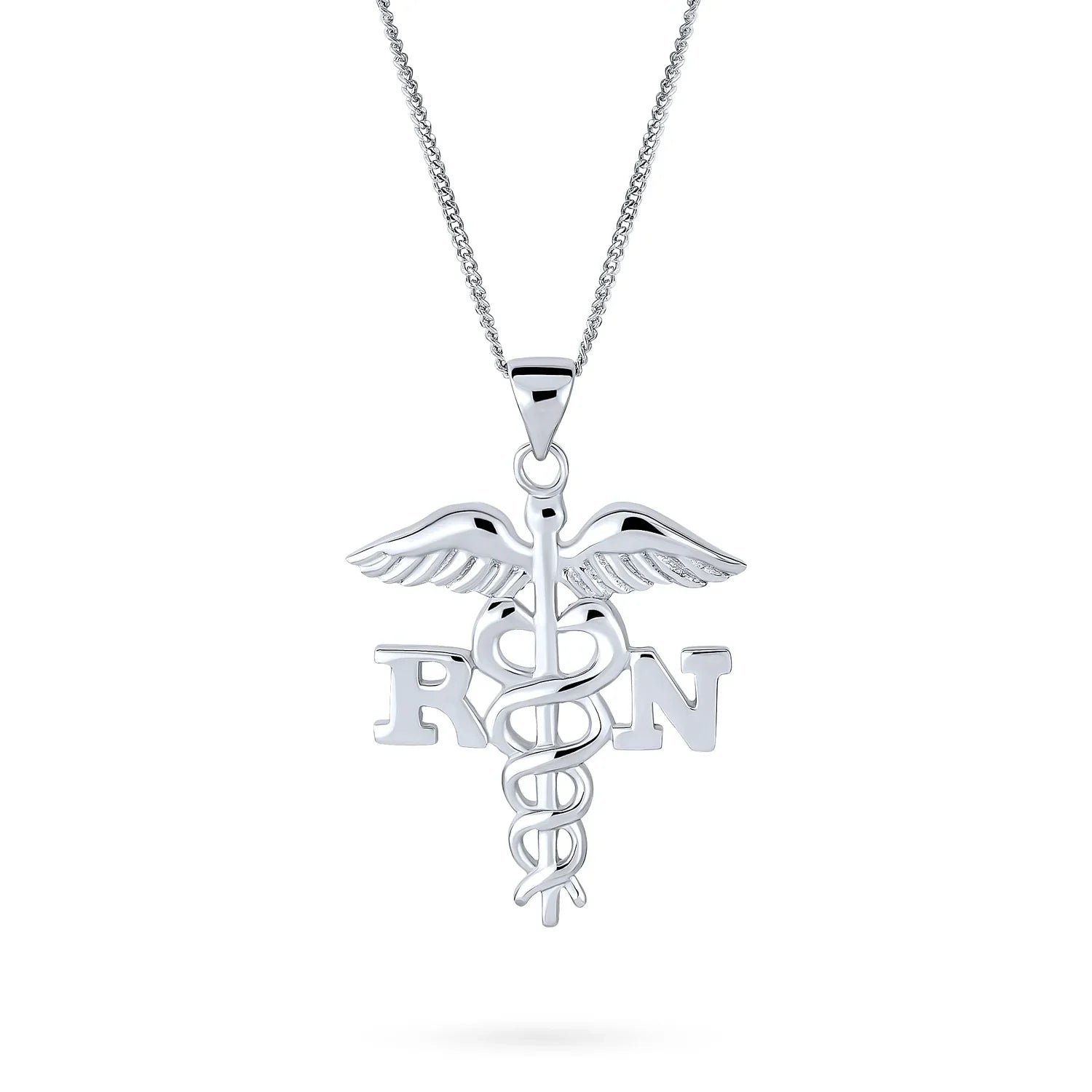 Angel Wings Stethoscope RN Nurse Caduceus Pendant Necklace