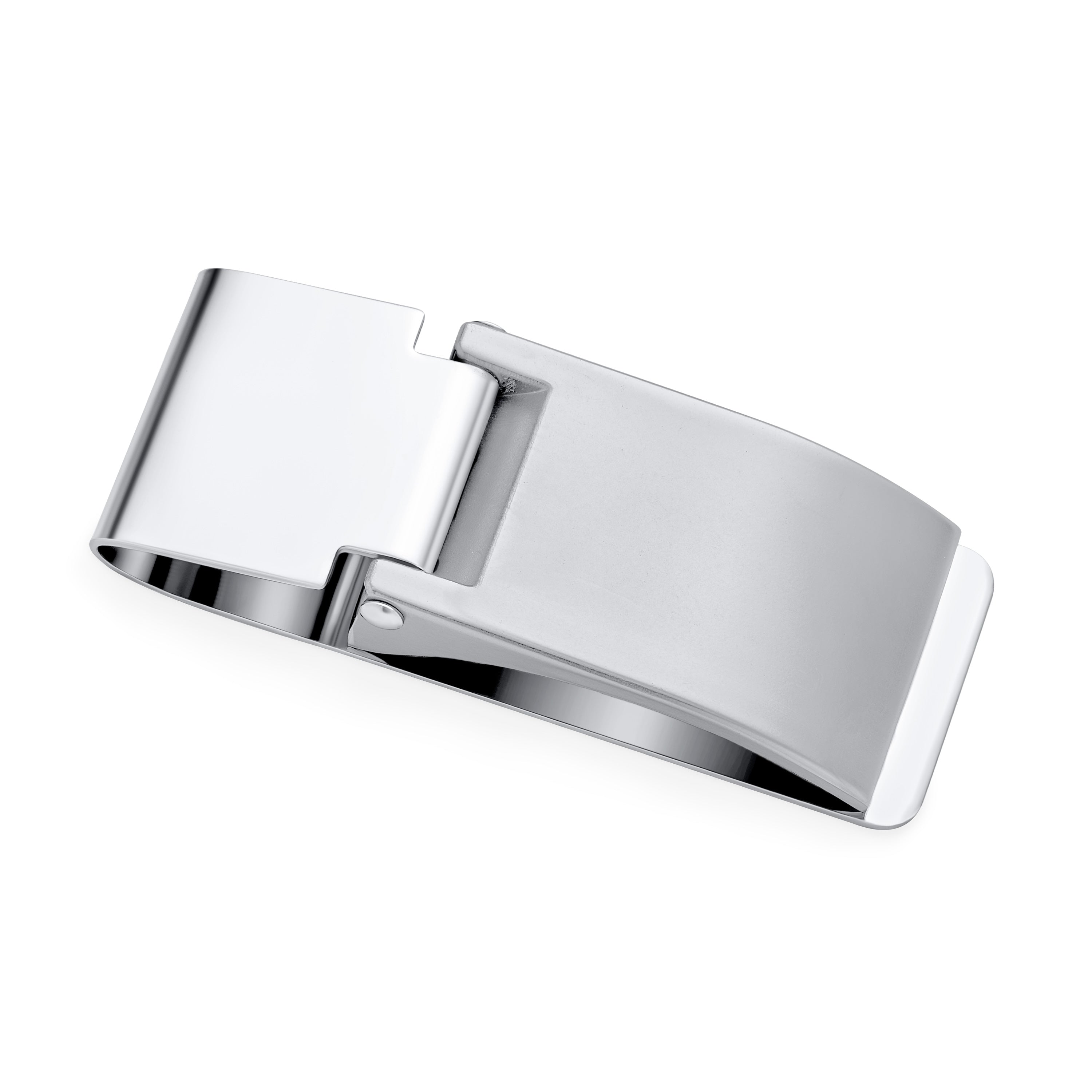 Large Wide Strong Hinged Style Money Clip Card Holder Silver Stainless ...