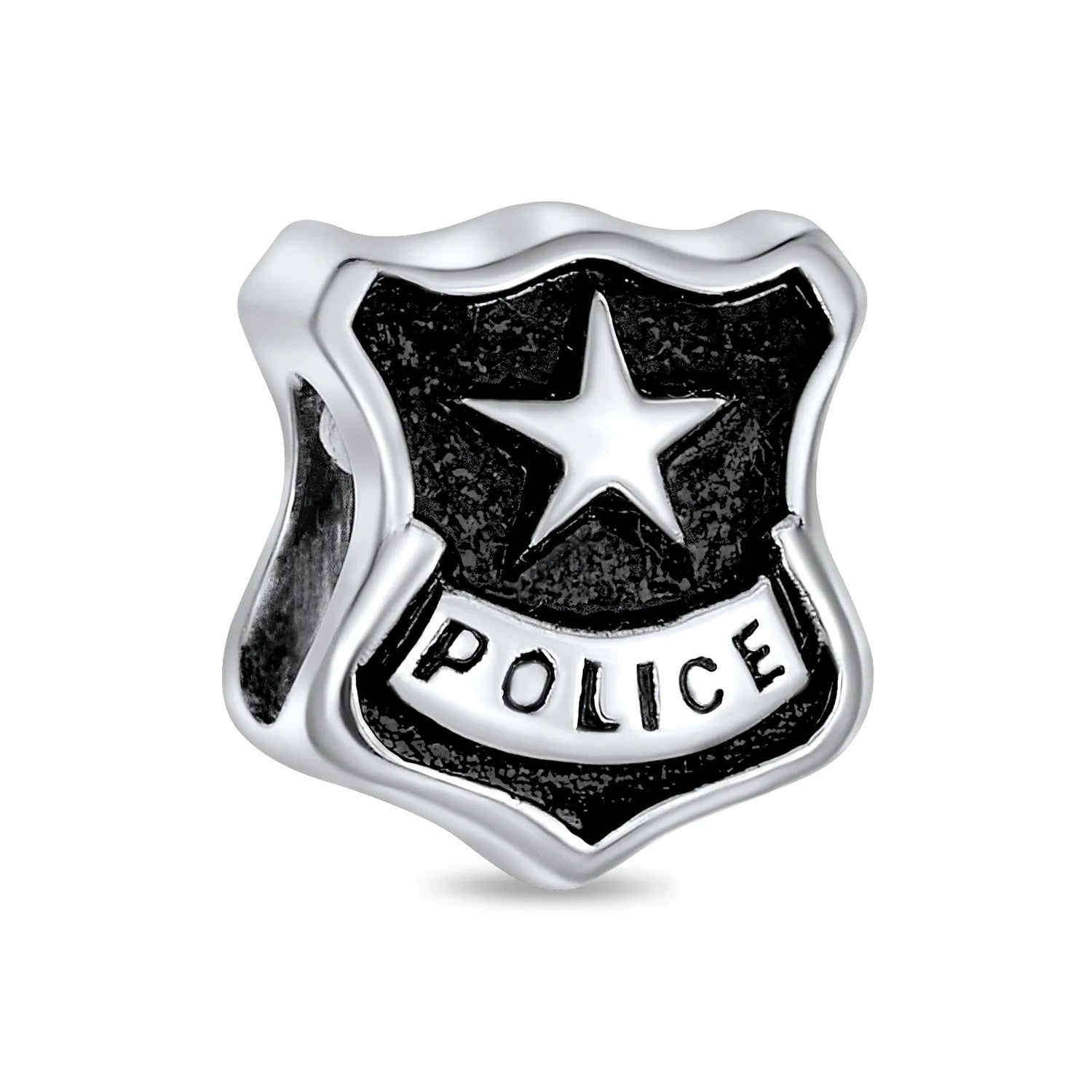 Serve Protect Officer Badge Charm Bead Sterling Silver for European Br ...