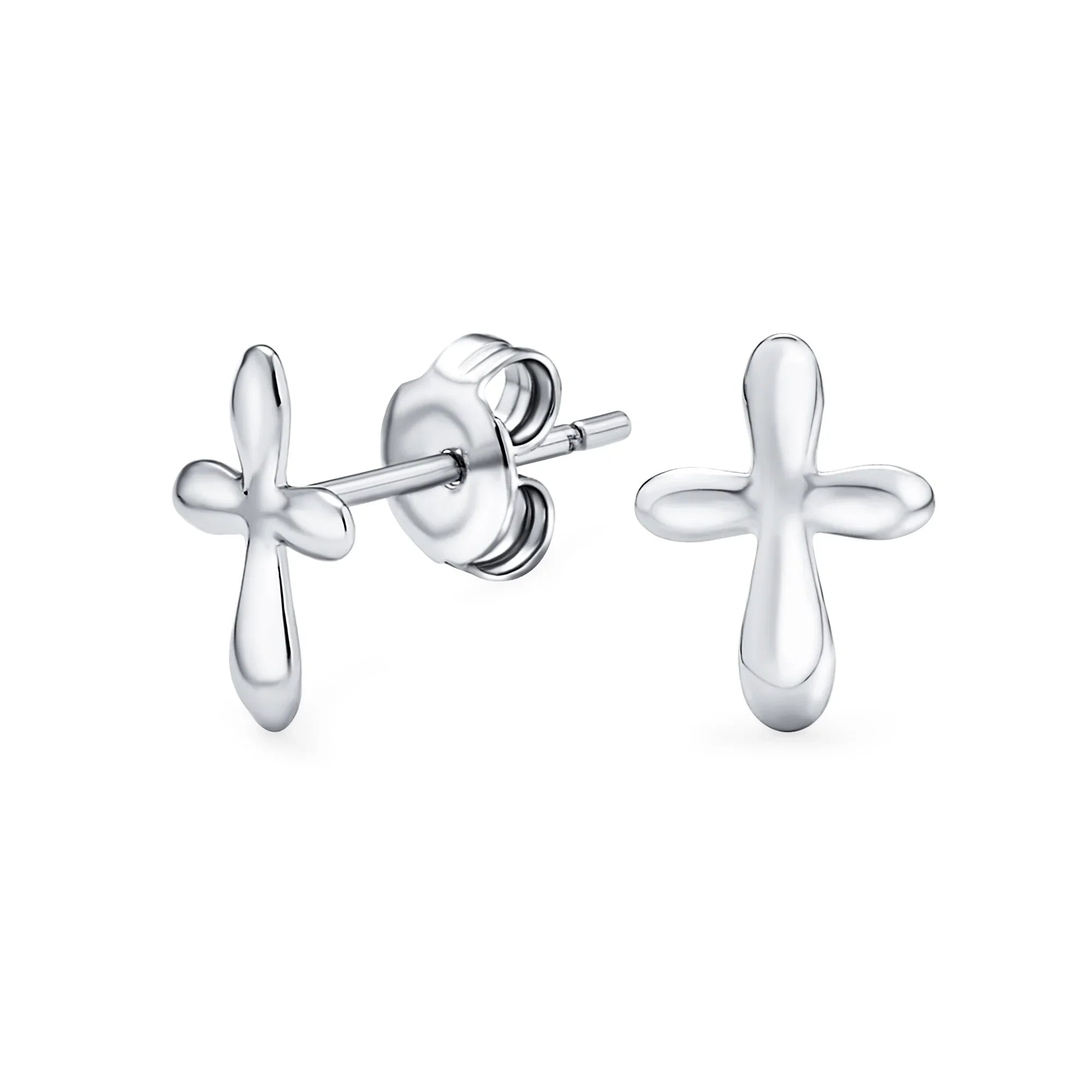 Delicate Cross Stud Earrings Religious Jewelry Communion Gift Sterling ...