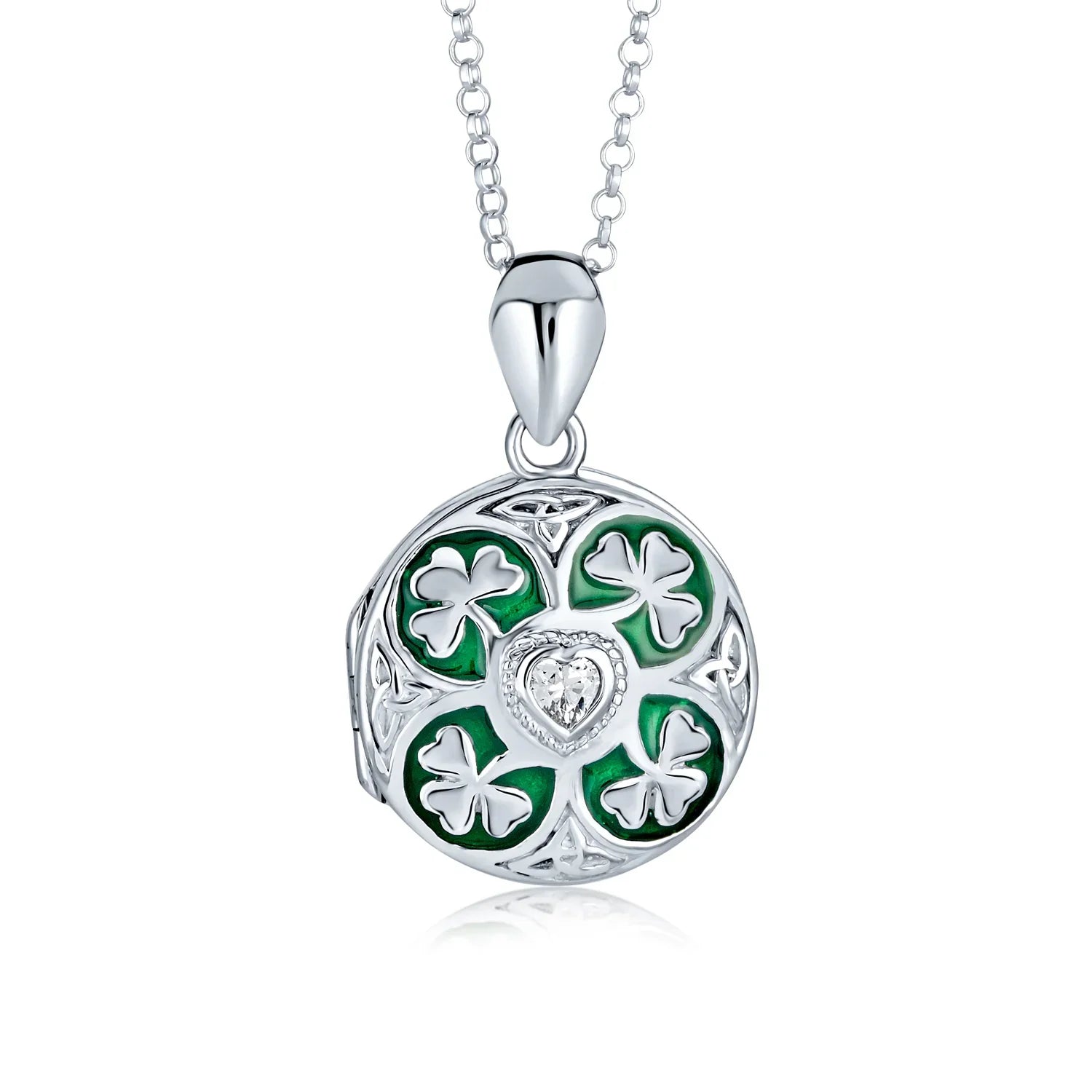 Green Shamrock Clover Celtic Irish Photo Round Locket Hold Pictures ...