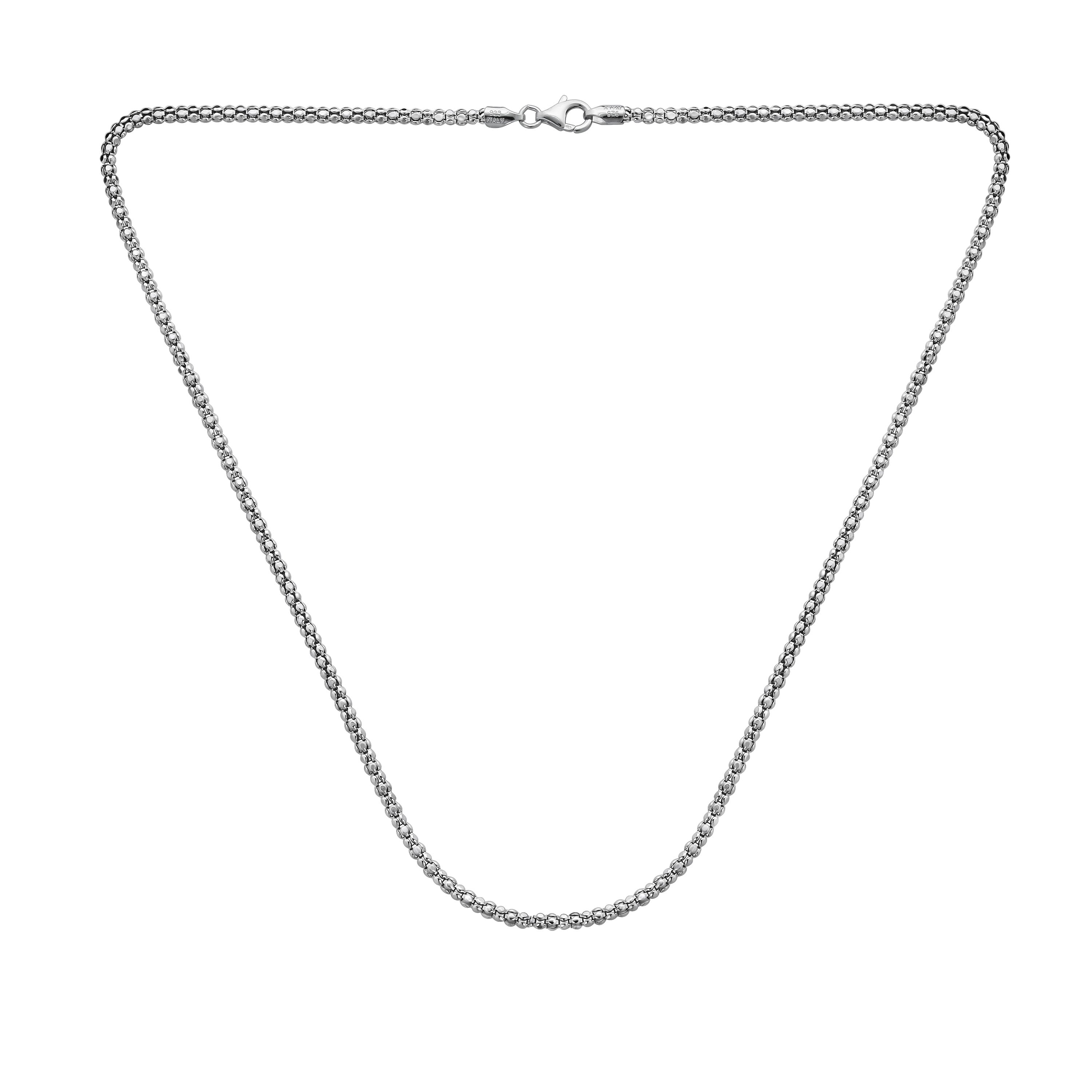 Bali Style Popcorn Coreana Chain Necklace Silver Slender