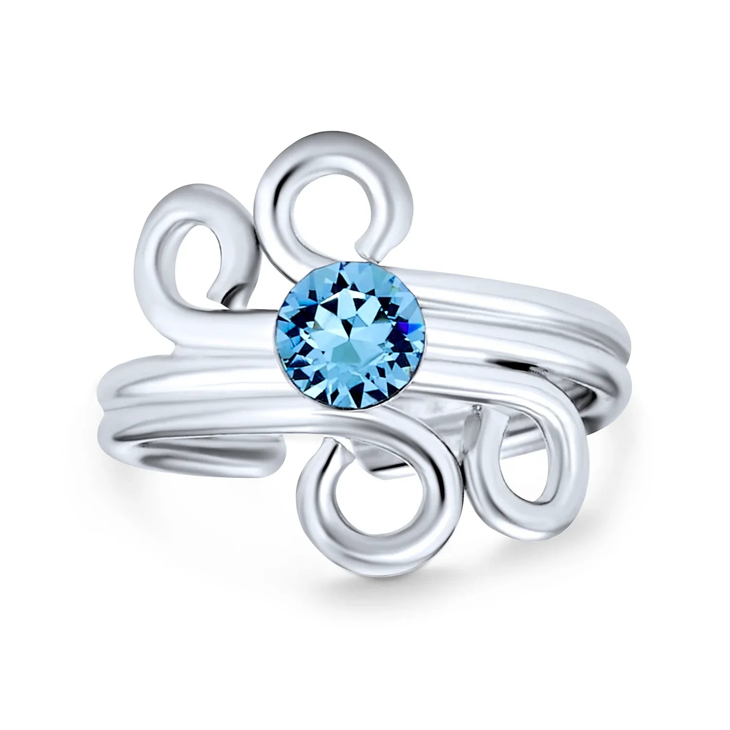 Aqua Crystal Swirl Ear Cuff Cartilage Wrap Helix Earring