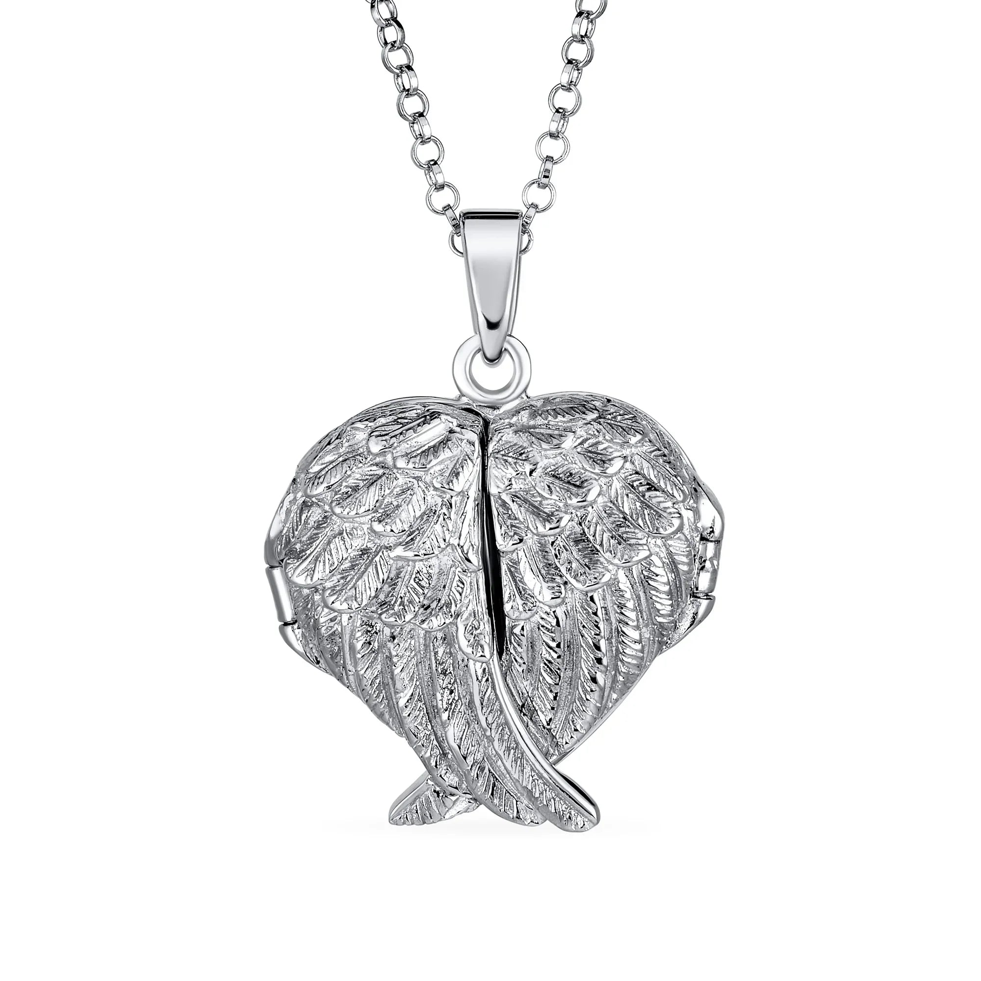 Vintage Style Guardian Angel Wing Heart Locket Necklace for Teens Hold ...
