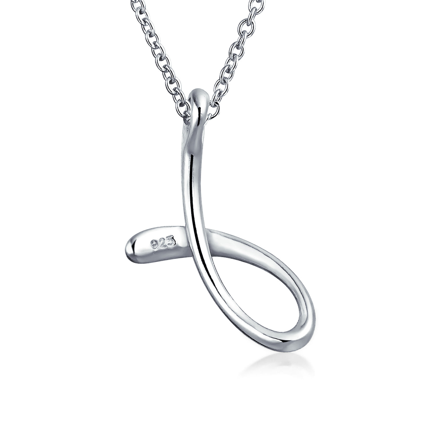 Letter Alphabet Script Initial Pendant Necklace .925 Sterling Silver ...