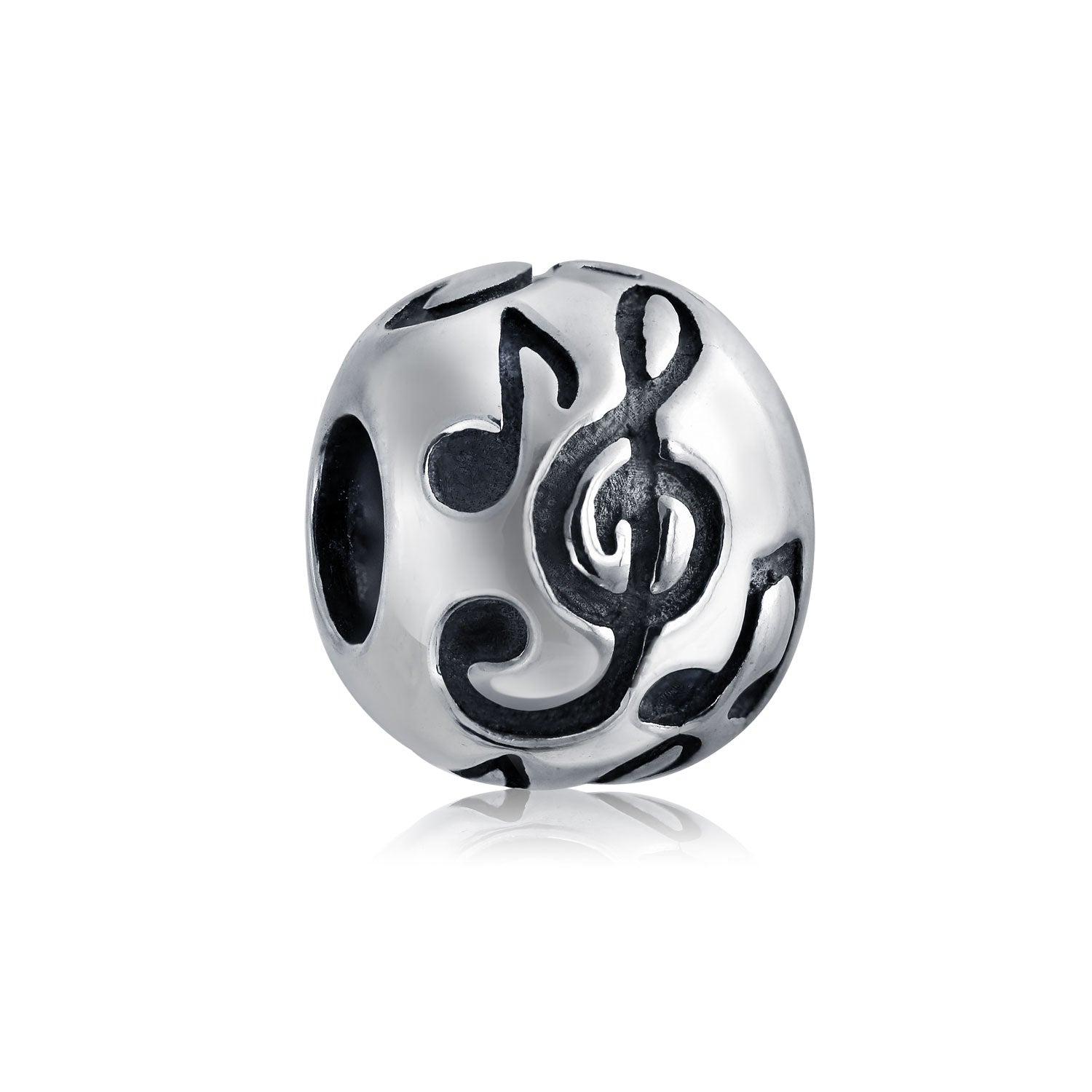 Melody G Clef Music Note Charm Bead in Oxidized Sterling Silver for Br ...