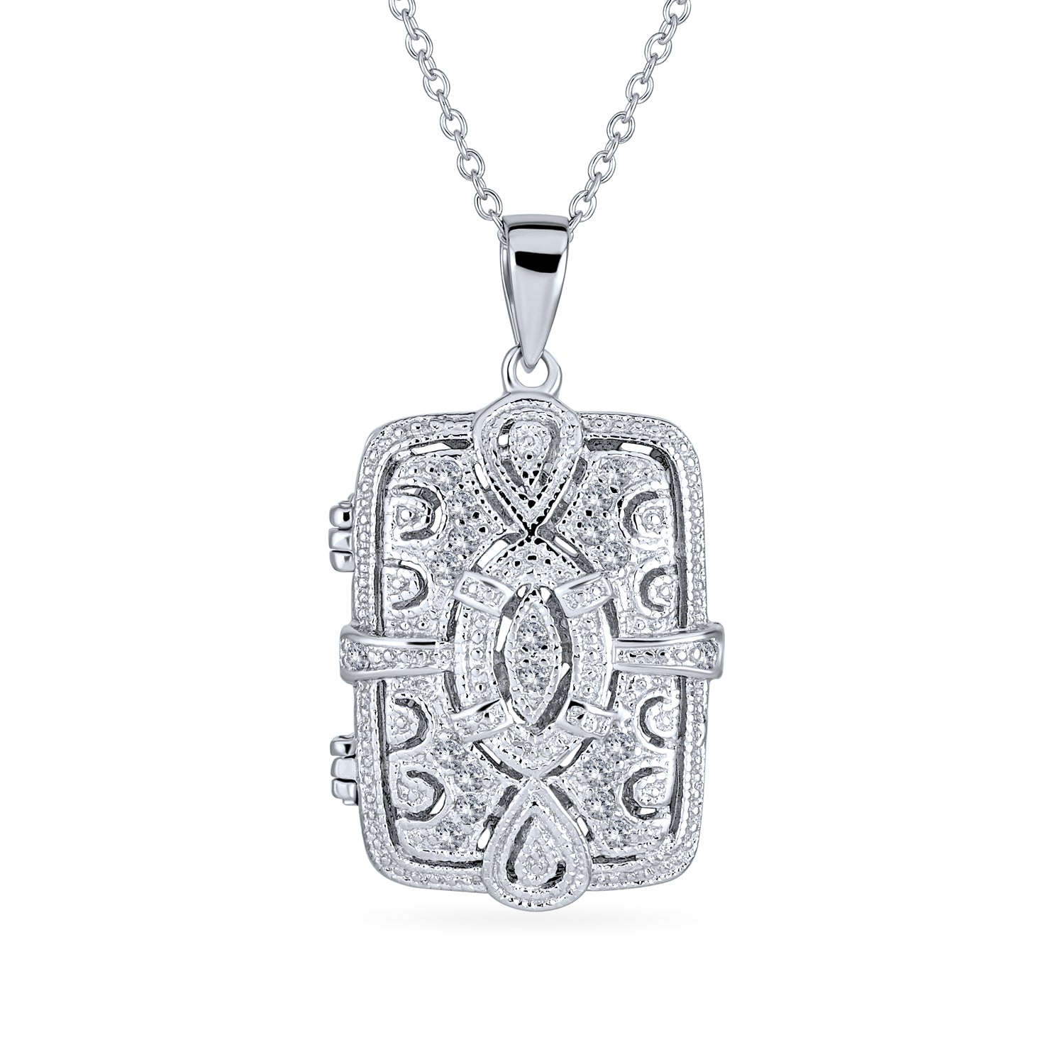 Filigree Infinity Rectangle Perfume Diffuser Locket Necklace Sterling ...