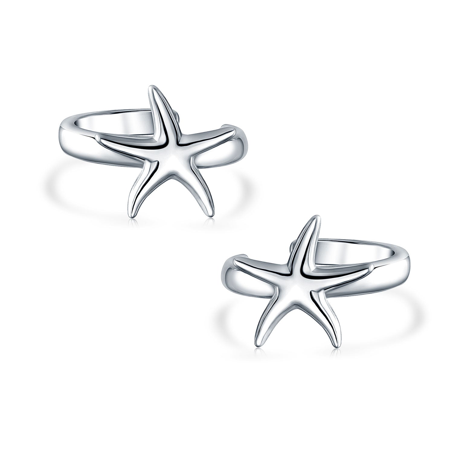 Hawaii Ocean Sea Life Nautical Starfish Ear Cuff Set Earrings Sterling ...