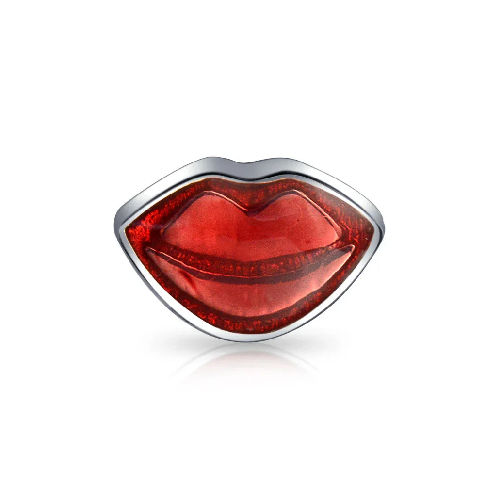 Valentine Red Lips Charm Bead in Sterling Silver for European Bracelet ...