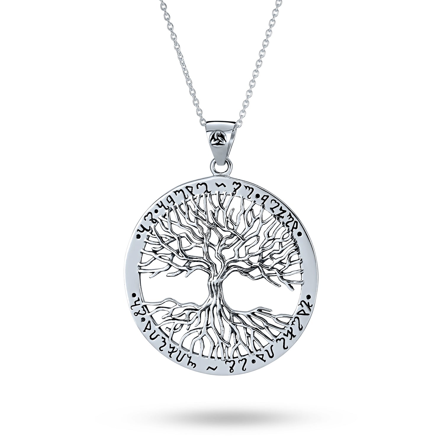 Wiccan Tree Of Life Pendant Necklace with Rune Symbols Oxidized ...